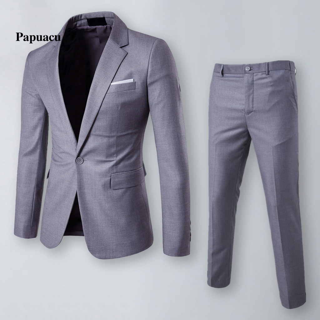 Pau_ Men Blazer Pants Set Groom Wedding Outfit Men's Business Suit Set ...