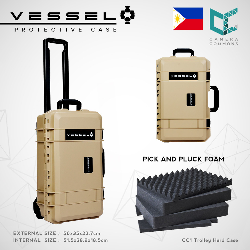VESSEL CC1 Trolley Hard Case Camera Photography Equipment Case (Khaki ...