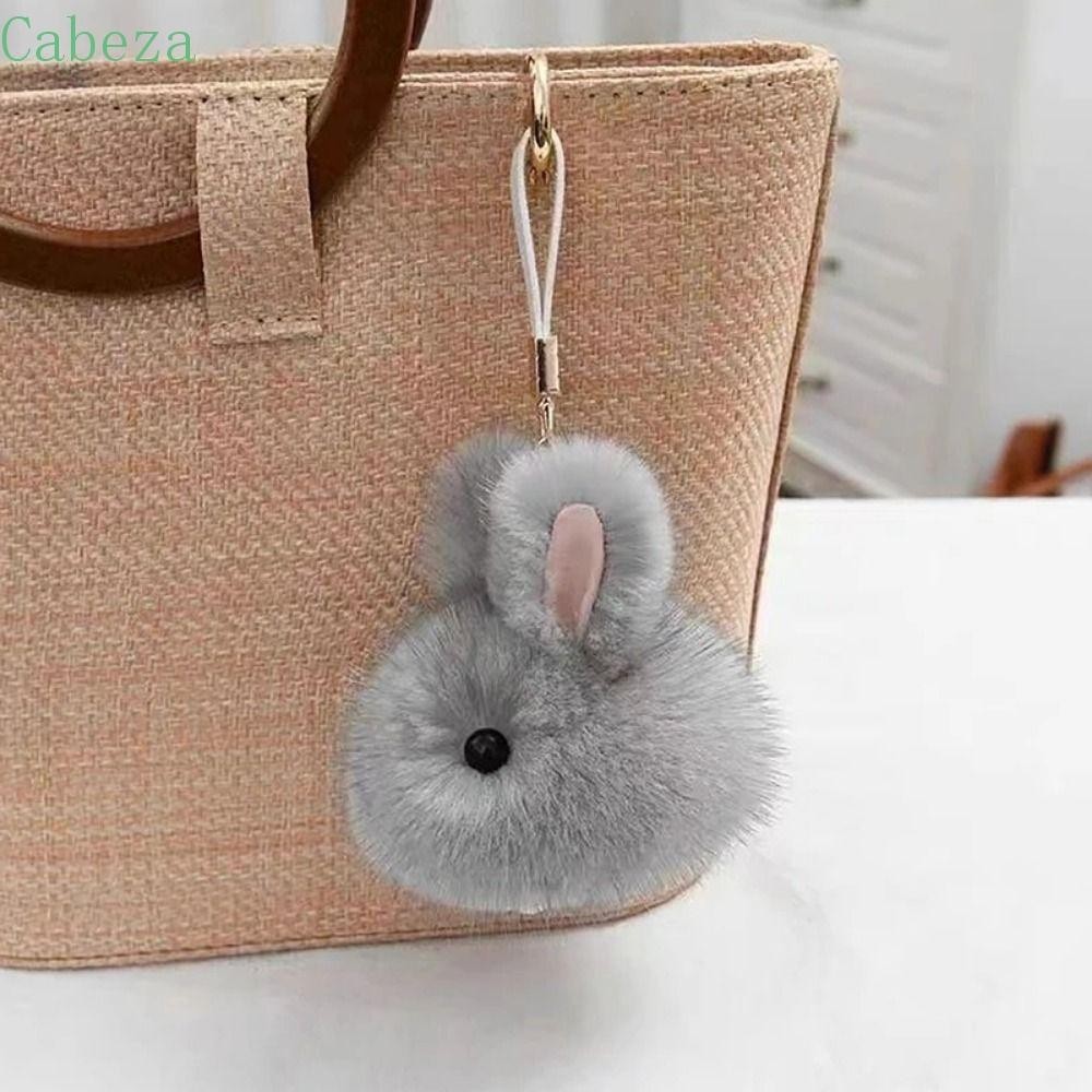 CABEZA Rabbit Keychain Plush, Rex Rabbit Fur Rabbit Shape Bunny Fur ...