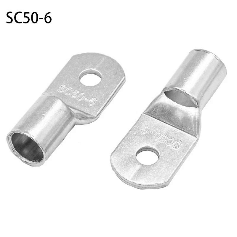 10PCS/5PCS SC50-6 50-8 50-10 50-12 Copper Cable Lug Kit Bolt Hole Tinned Cable lugs Battery ...