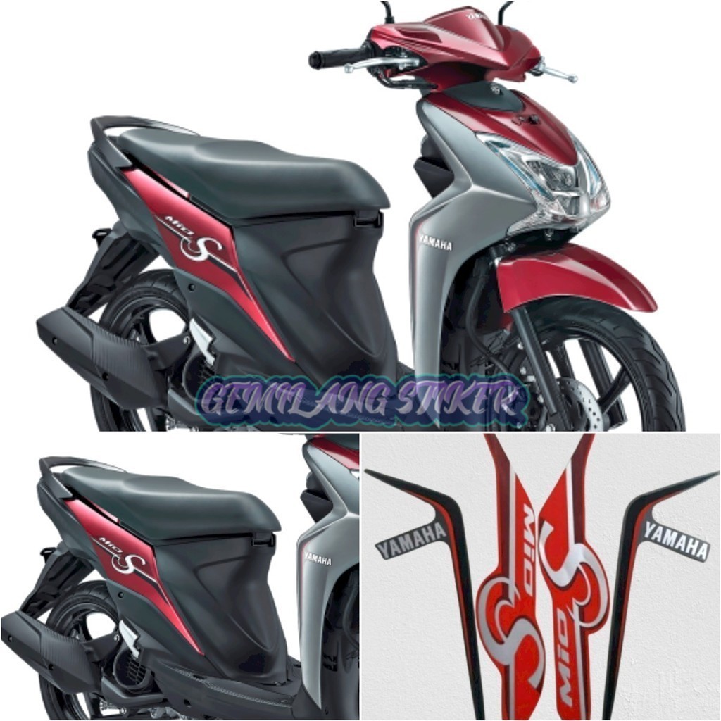 MERAH Striping Decal Pole Sticker Yamaha Mio s Mio/s 2017 Red list ...