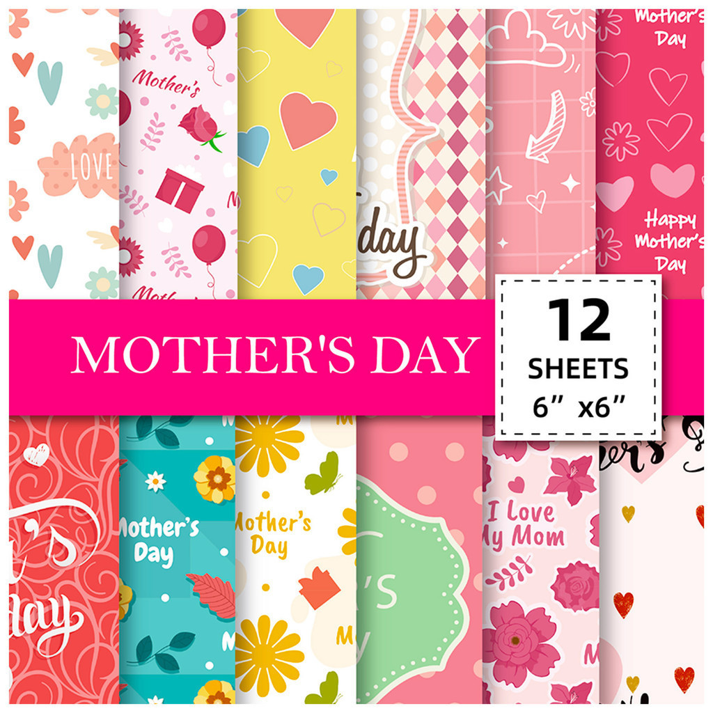 12 Sheets/Pack Mother's Day Material Paper-Cutting scrapbook Photo ...