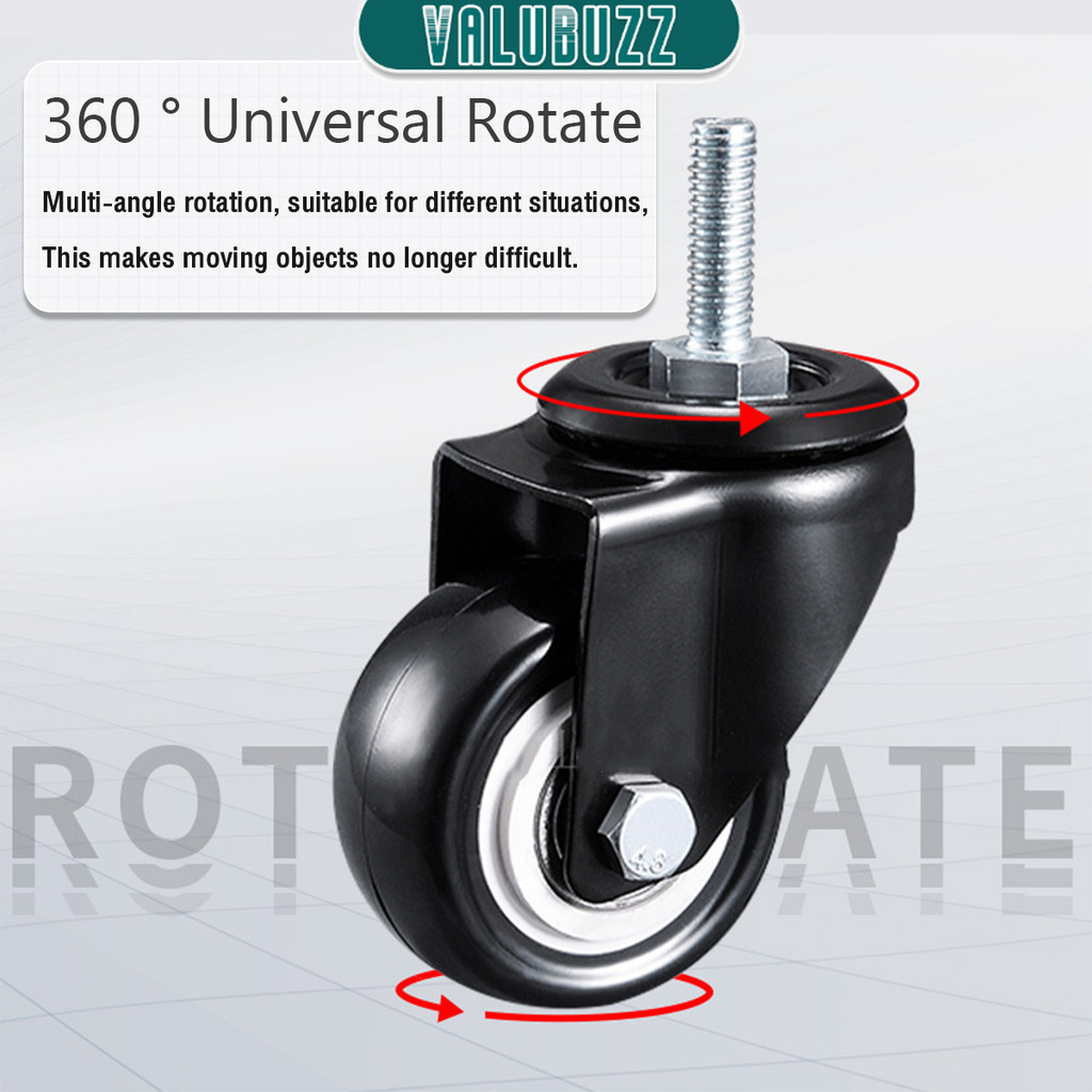 VLB PVC Wheel Swivel Caster Wheel 1.5" Brake Wheel Trolley Silent ...