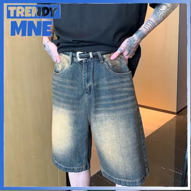 American Niche Worn Looking Washed-out Advanced Denim Shorts Men's ...