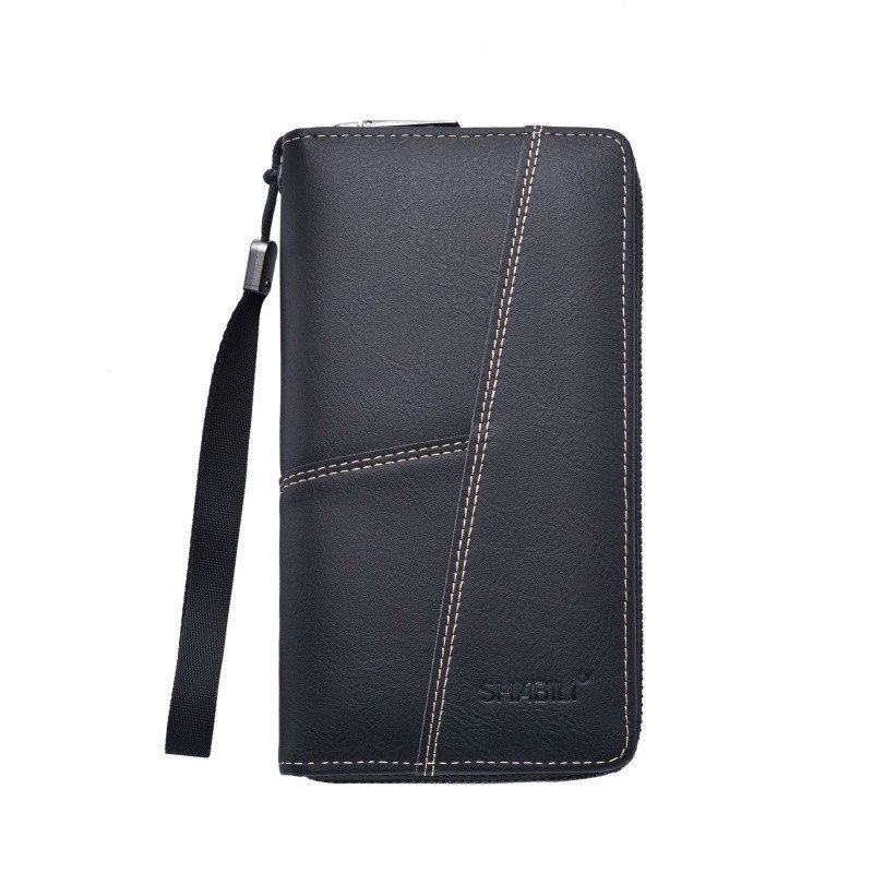 Men's Zipper Wallet PU Soft Leather Long Zipper Long Wallet Large ...