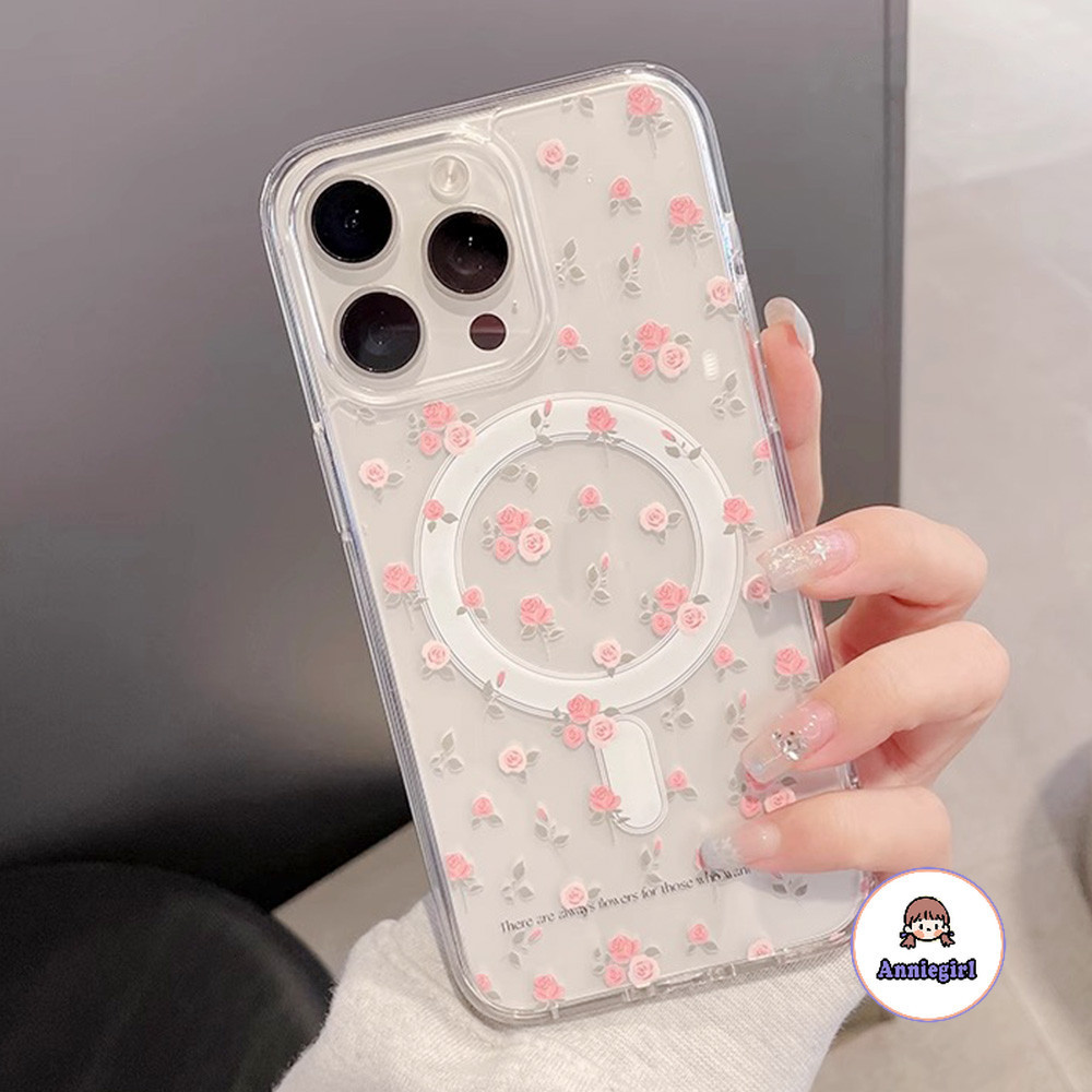 Korean Pink Flower Magnetic Phone Case for Iphone 11 13 14 Pro Max 12 ...
