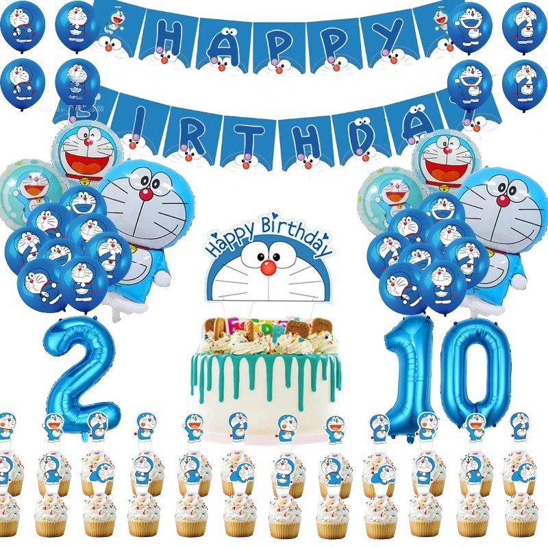 Doraemon Children's Birthday Party Set Decorative Products Banner ...