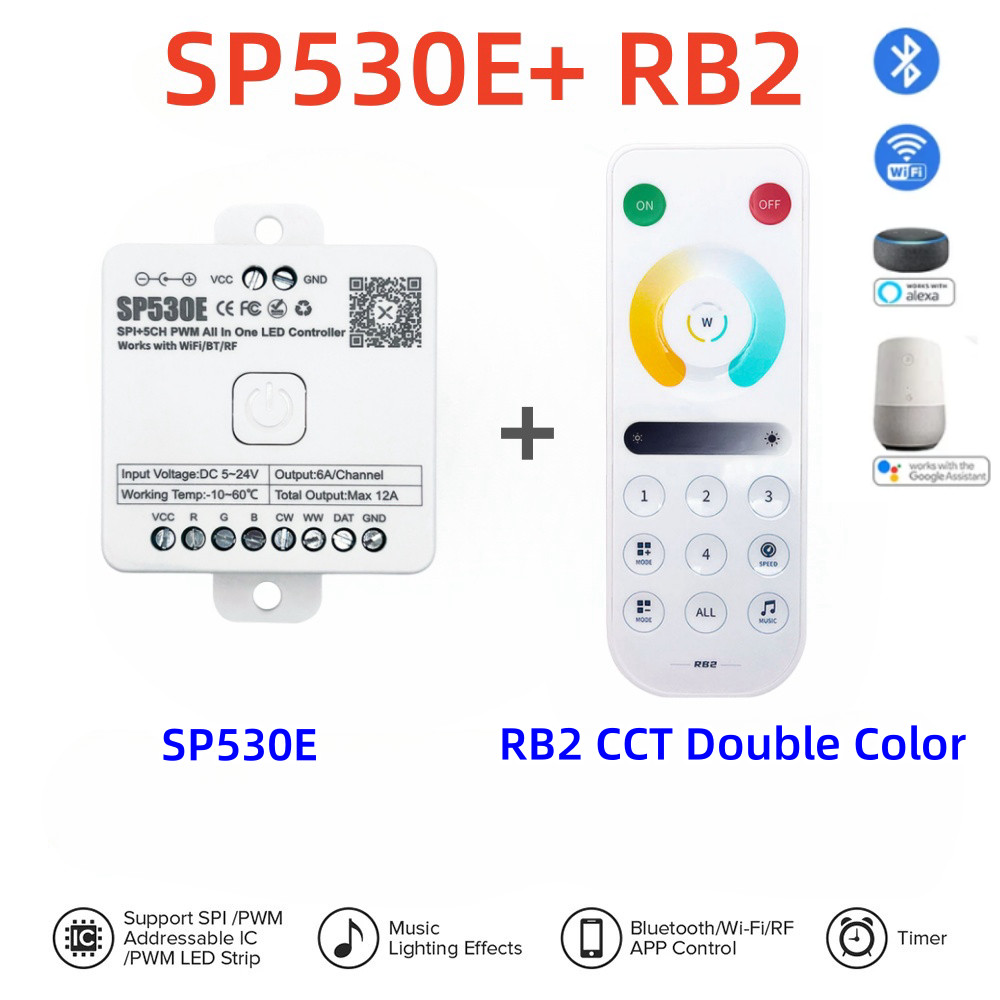 SP530E All in One LED Controller 5CH PWM SPI Pixels LED Light Strip BT ...