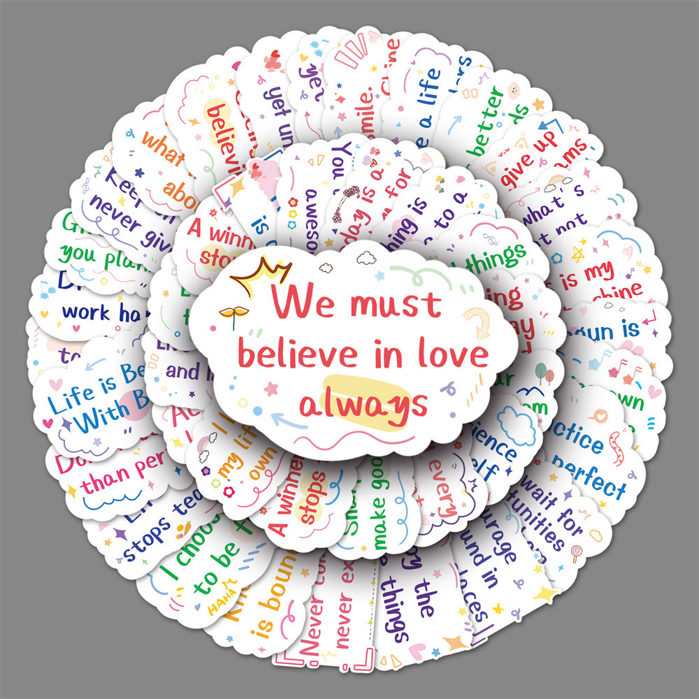 50Pcs/ Lot Motivational Phrase Stickers Inspirational Quotes Decals ...