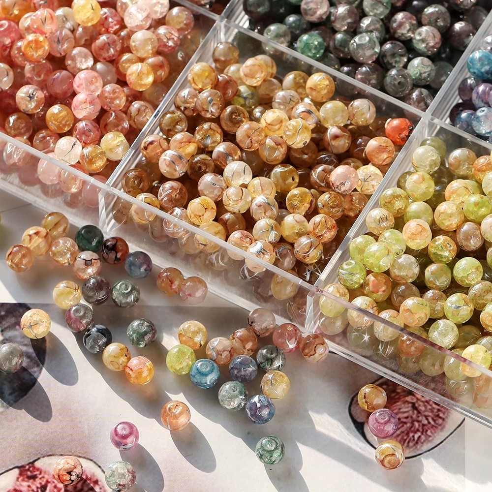 St. kunkka 10-50Pcs Corrugated Jade Broken Glass Beads 8MM Imitation ...