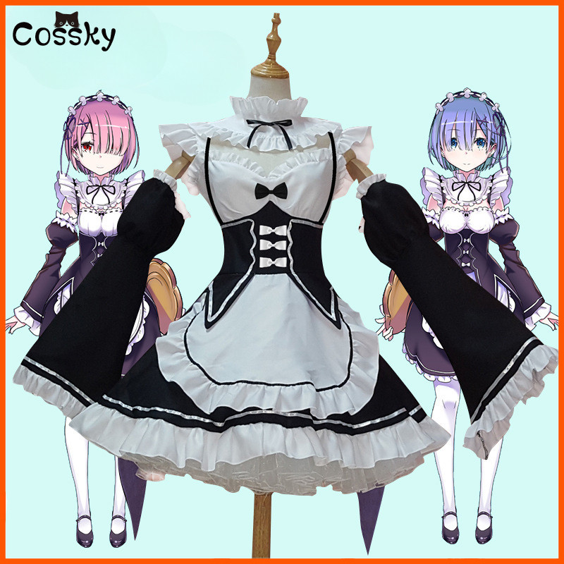 Large size Ram Rem é m cosplay women's clothing, maid clothing, wigs ...