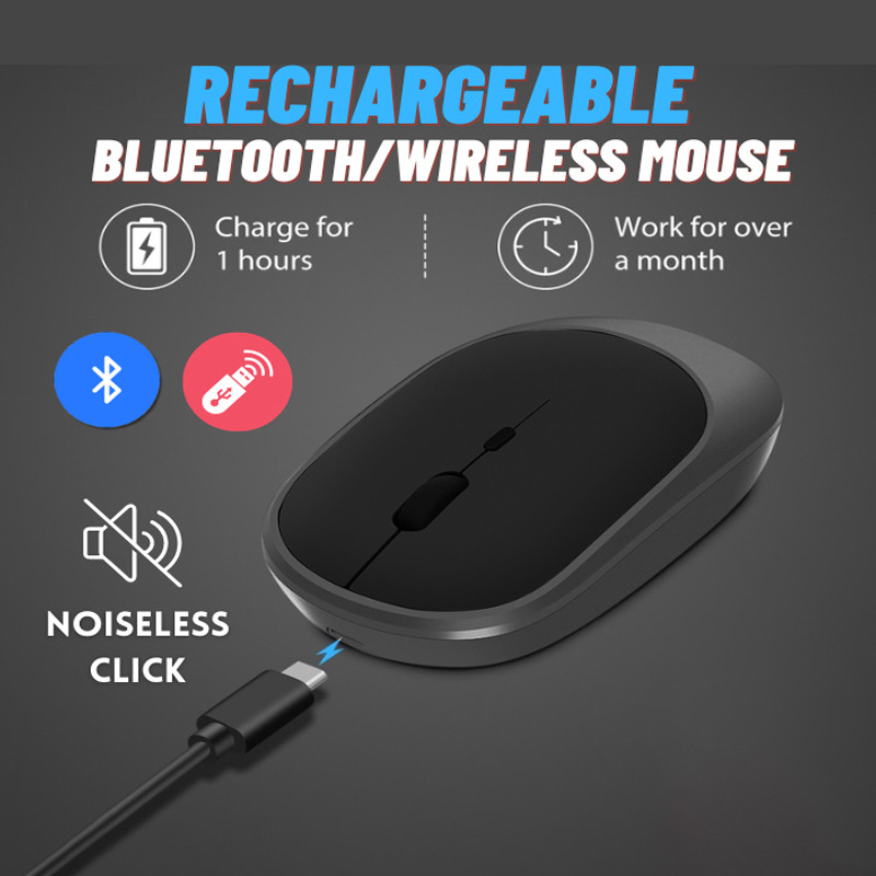 Rechargeable Computer Laptop Mouse - Bluetooth & 2.4G Wireless Mode ...