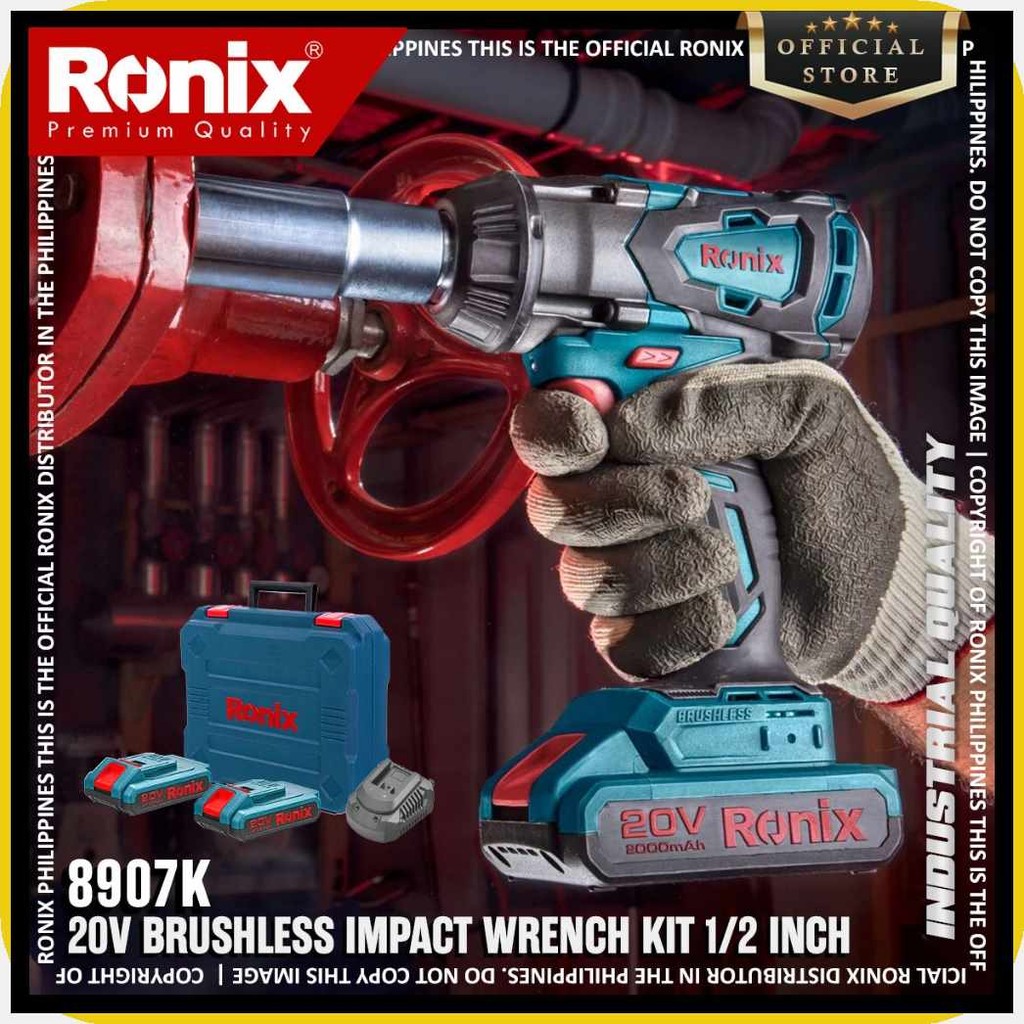 Ronix,h[8907K.S{20V[il,Brushless!rh,Impact!iA,Wrench!Jn,Kit!uM,(2pcs!ec ...