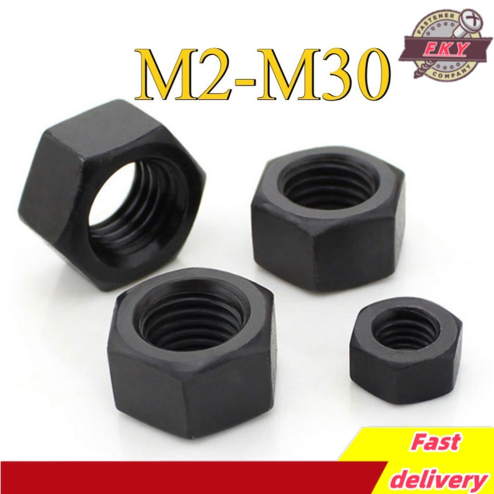 M2/M2.5-M30 Grade 8 black Nut Hex Nut for Bolt Hexagonal Nuts [FKY-DM-1] | Shopee Philippines