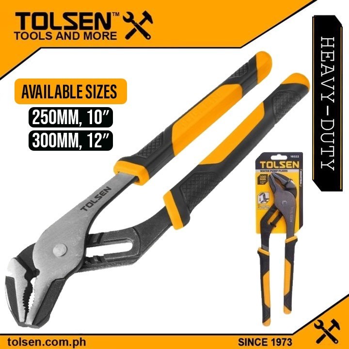 Tolsen Industrial Grade Water Pump Pliers (10" | 12") 7 Position Groove Joint Adjustable Head ...