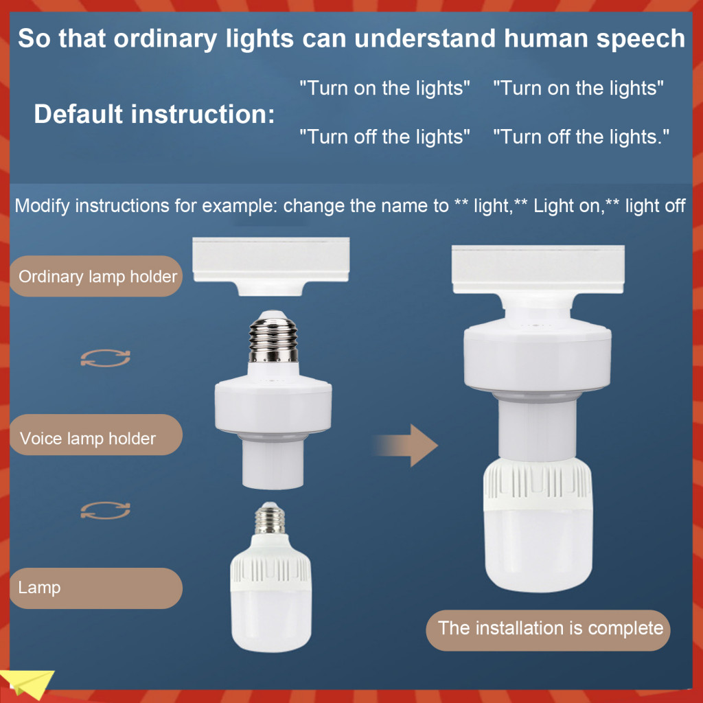GH| Smart Light Holder Timing Function Timer Setting Voice Command ...
