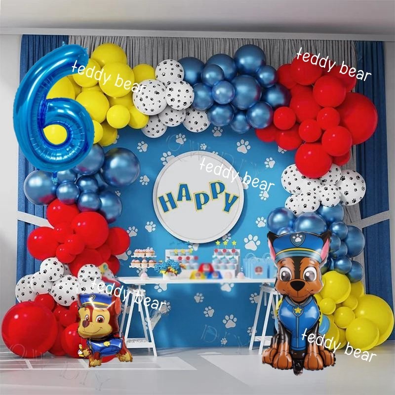 Paw Patrol Theme Balloon Garland Arch Kit 32"blue Number Balloon Dog Chase Theme Paw Patrol ...