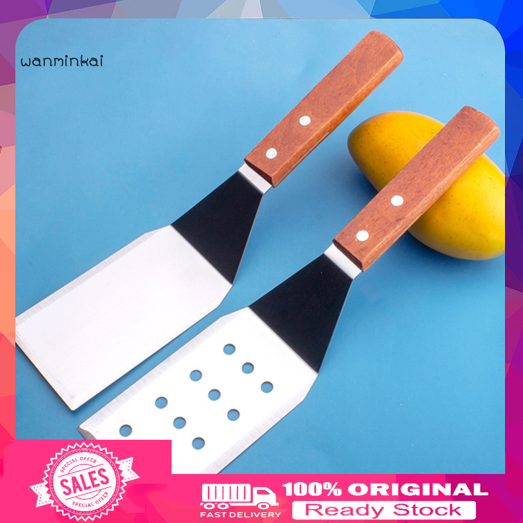 [Ready stock] Stainless Steel Frying Spatula with Wooden Handle Non ...