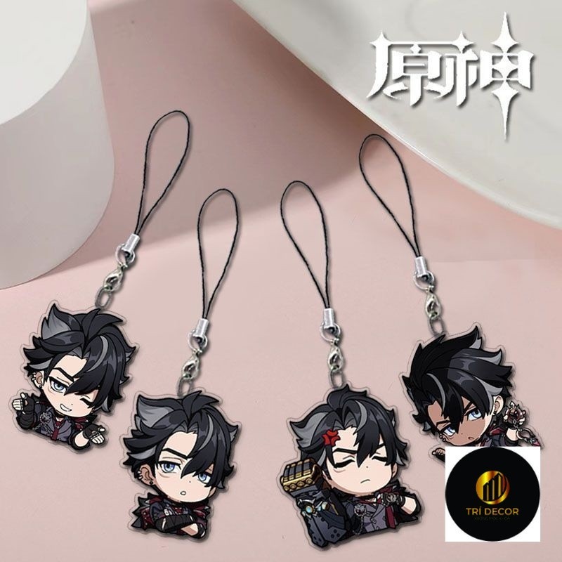 Wriothesley q version acrylic Phone Strap Cartoon Face yuanshen Lovely ...