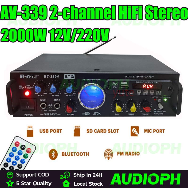 Lexing AV-339 Stereo Mixing Power Amplifier with Bluetooth (Black ...