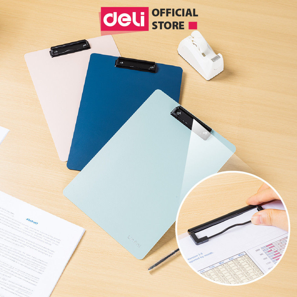 A4 Deli Plastic Signing Cover Single Plastic Clip Cover Paper Document ...