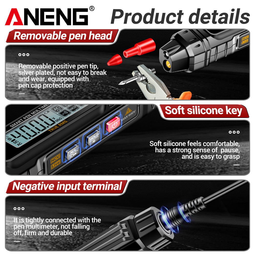 ANENG A3005 Digital Multimeter Pen 4000 Counts Professional Meter Non ...
