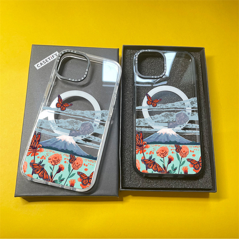 CASETiFY X Fujiyama Magnetic suction Black&White Edge Clear Sideband ...