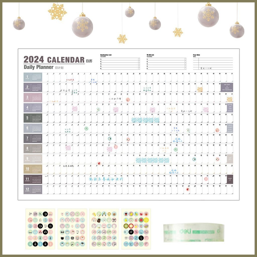 365 Day Calendar 2024 Wall Yearly Wall Calendar 2024 Wall Calendar ...