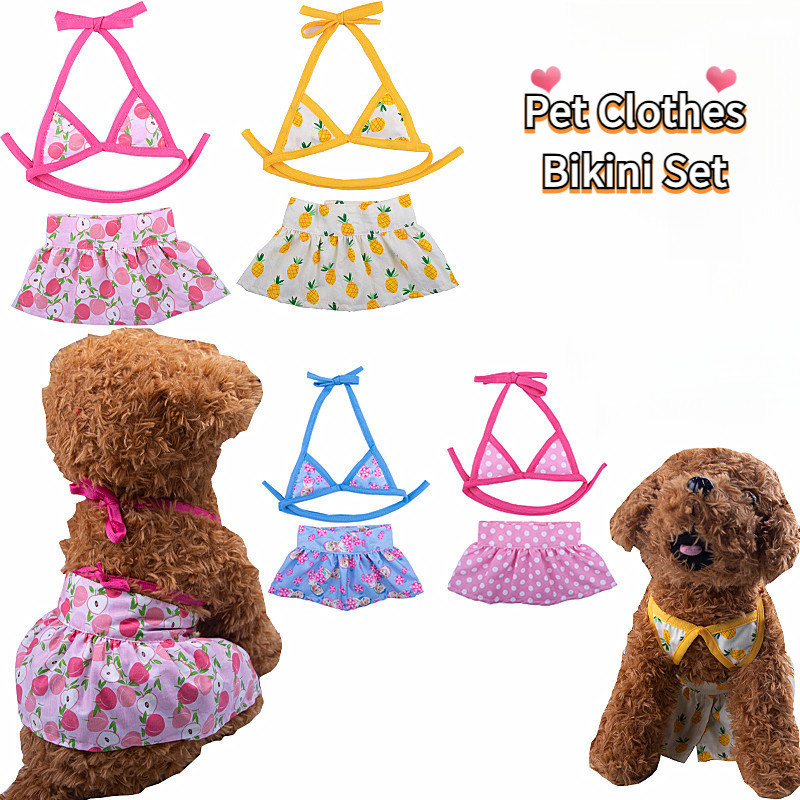 Dog Clothes Bikini Set Beach Party Swimwear Summer Skirt Pet Cats Puppy ...