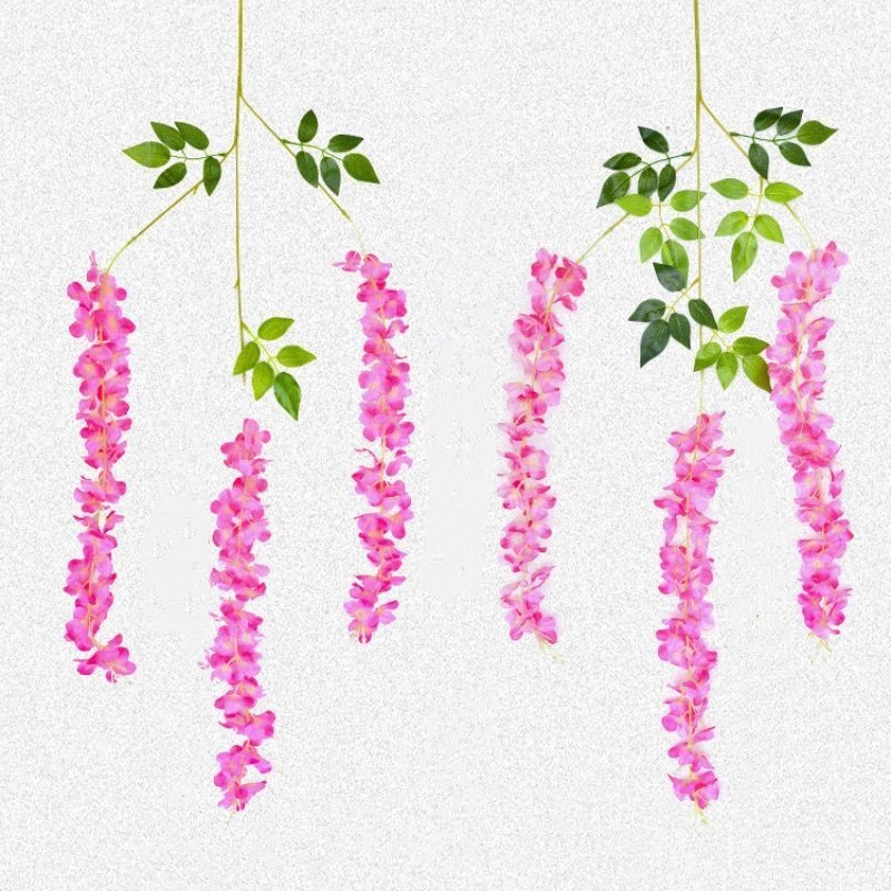 Pink Cherry Blossom Silk Artificial Vine Sakura Hanging Flowers For ...