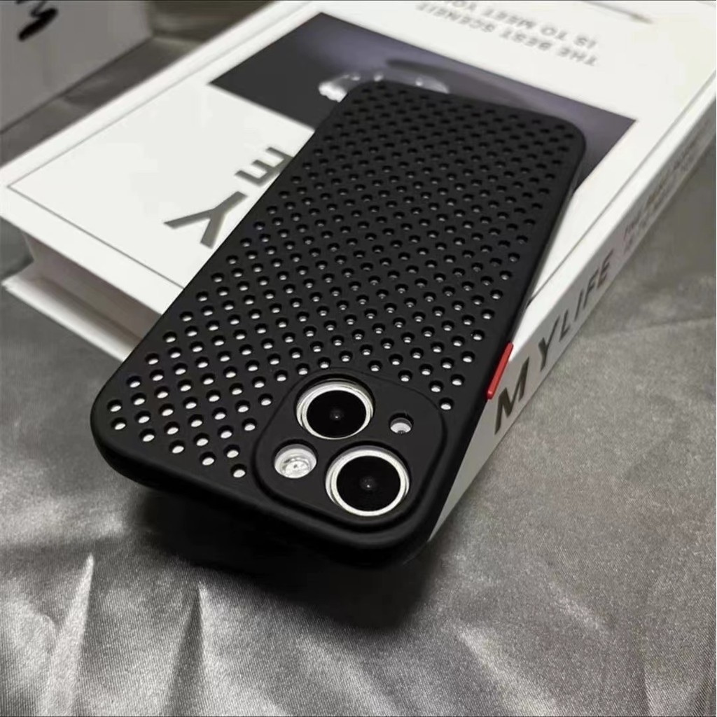 TPU solid color mesh breathable heat dissipation silicone phone case ...