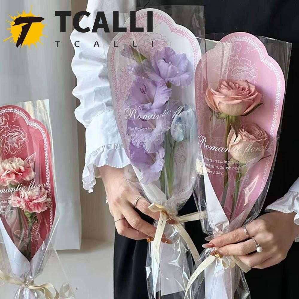 TCALLI 10pcs Flower Packaging Bags, Transparent Romantic Bouquet ...