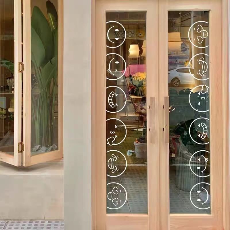 Glass Door Stickers Cute Simple Smiley Face Pattern Window Decals Glass ...