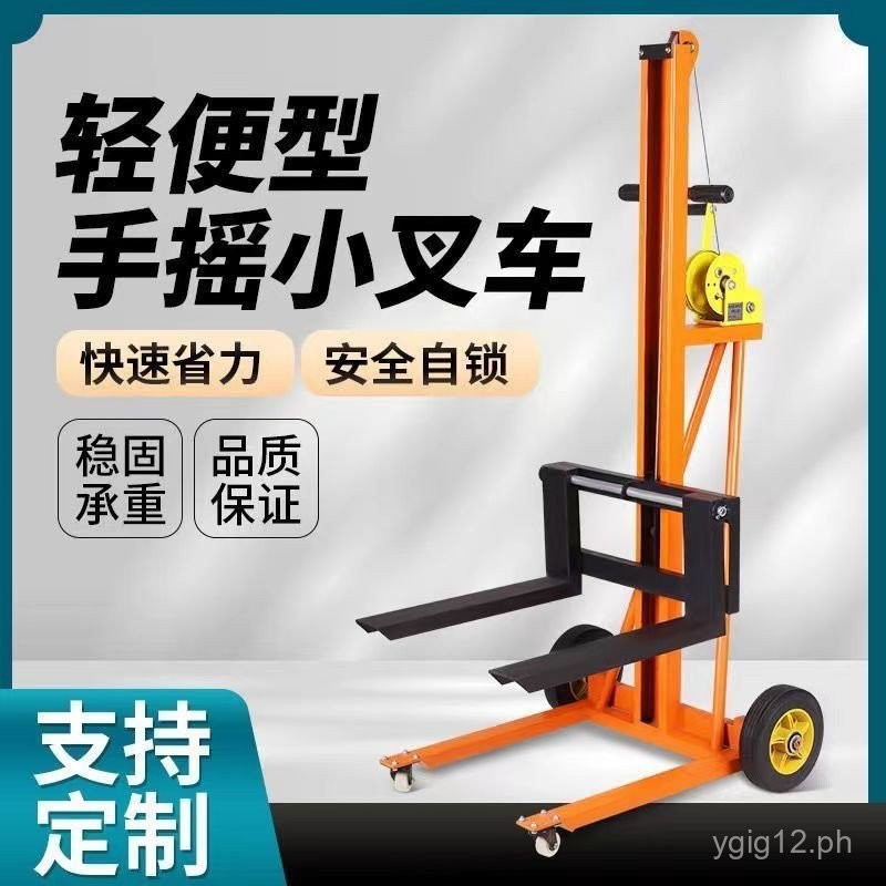 Lightweight Small Forklift Manual Hydraulic Stacker Hand Crank Lifter ...
