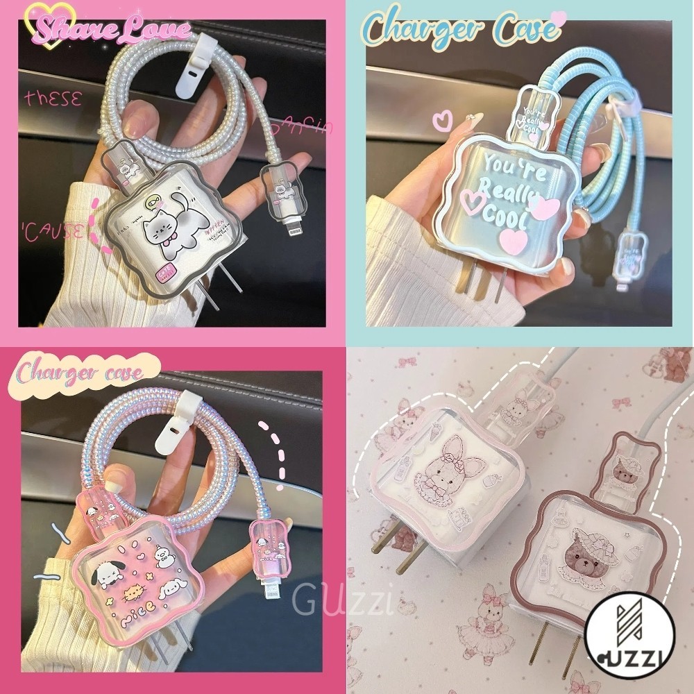 Cartoon Animal Charger Cover for IPhone 20W Adapter Charger Cable ...