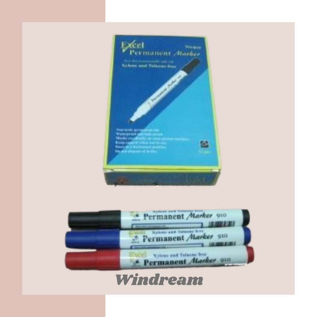 Permanent Marker Excel Black blue red | Shopee Philippines