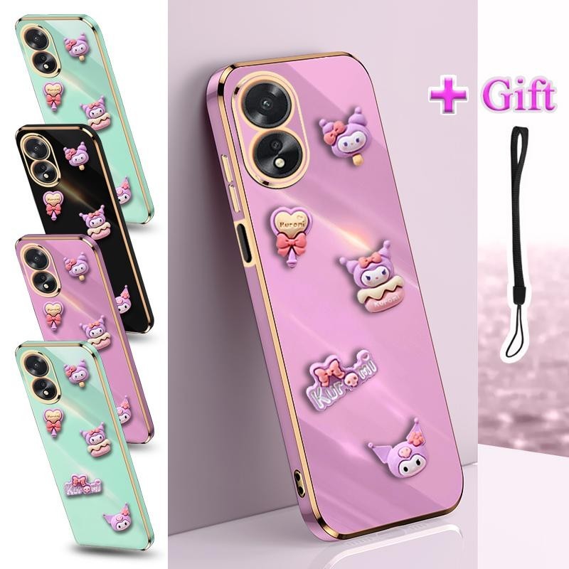 For OPPO A18 Phone Case Straight Gold edge soft shell With DIY 3D ...
