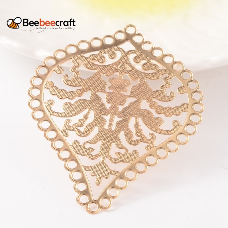 10pc Filigree Drop with Flower Iron Etched Metal Embellishments ...