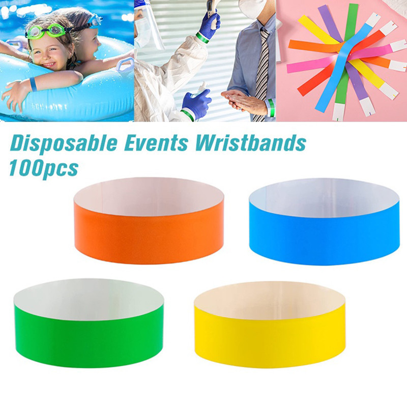 100Pcs Waterproof Wristband Disposable Paper Wristbands swimming party ...