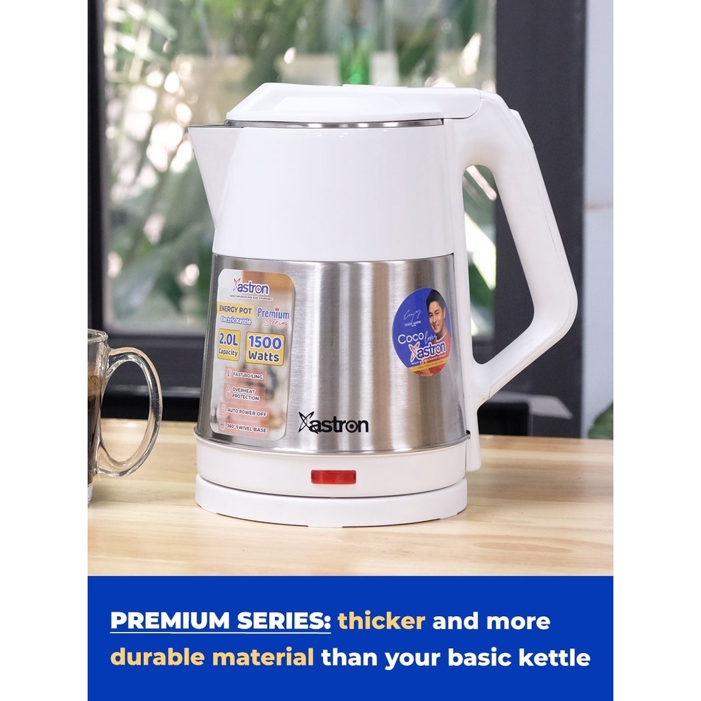 Astron ENERGYPOT Electric Kettle - White | 2L | Fast Boil | 1500W ...