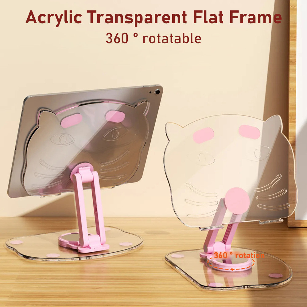 Acrylic Tablet Stand 360Rotating Foldable Anti-Slip Phone Stand ...