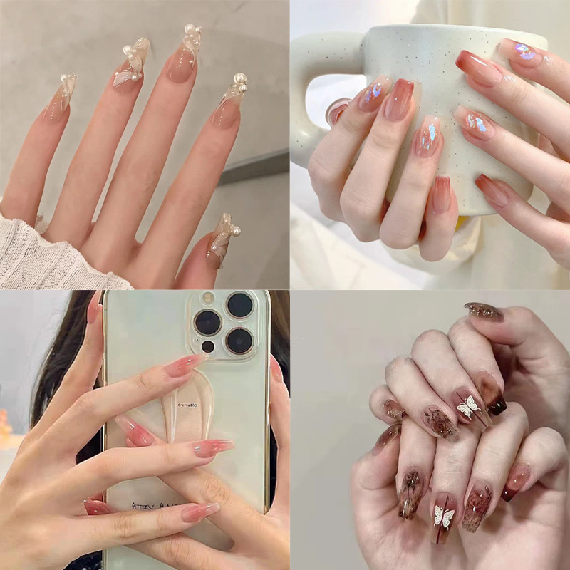 24-piece Whitening and Beautifying Wearable Nail Tape Glue Nail Patch ...