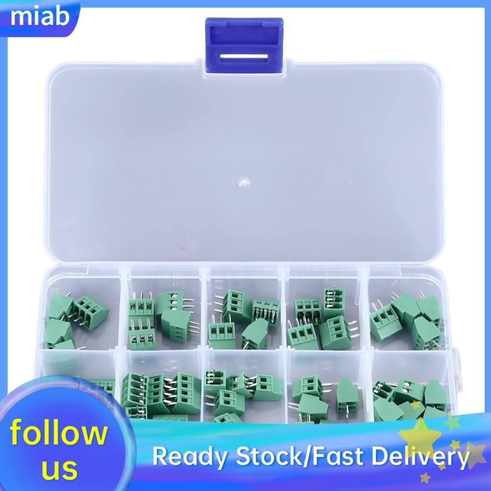 Maib 50 X Screw Terminal Connector 2.54mm Pitch 2P 3P 4P PCB Mount ...