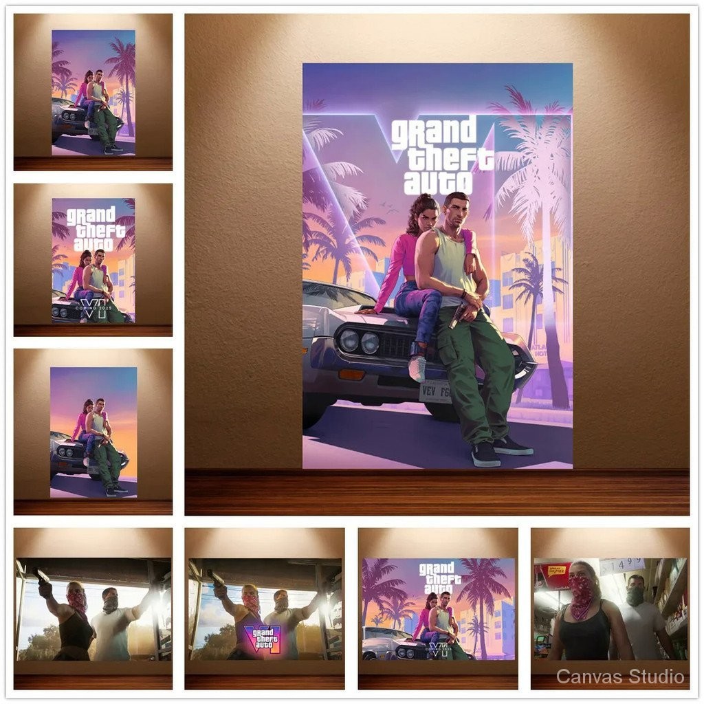 GTA 6 Poster Grand Theft Auto VI Game Poster Canvas Wall Art Painting ...