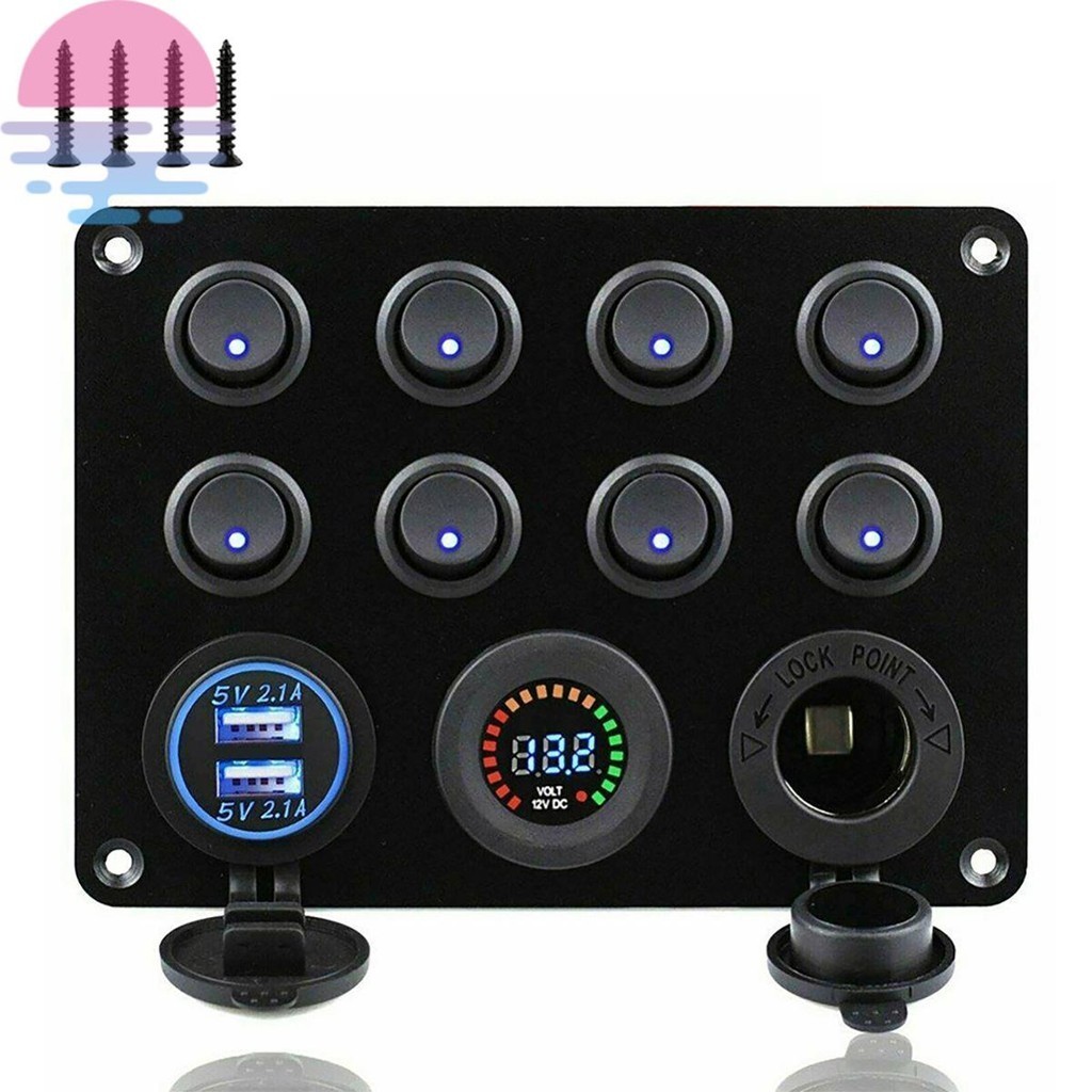 5 Gang Rocker Switch Panel Waterproof Marine Ignition Switch Panel 12V ...