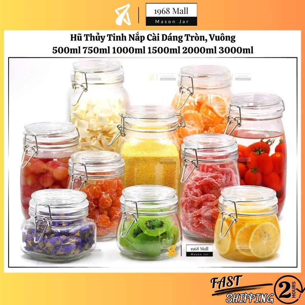 Glass Jar With Lid 100ml 200ml 280ml 300Ml 500Ml 750Ml 1l 1 Liter 1l2 ...