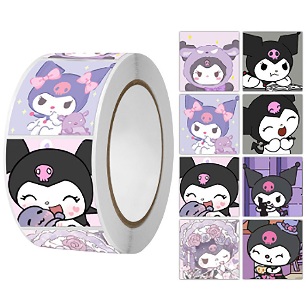 BK 500Pcs Cute Kuromi Series Stickers Stick Roll Copperplate Paper Tape ...