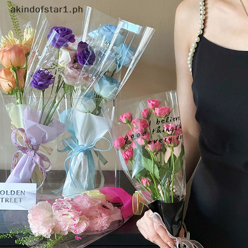 { Bottle } 10pcs Single Rose Sleeves Flower Wrapping Bag Bouquet ...