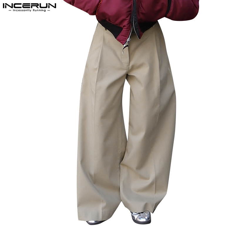 INCERUN Men Korean Fashion Minimalist Solid Color Loose Buttons Pants ...