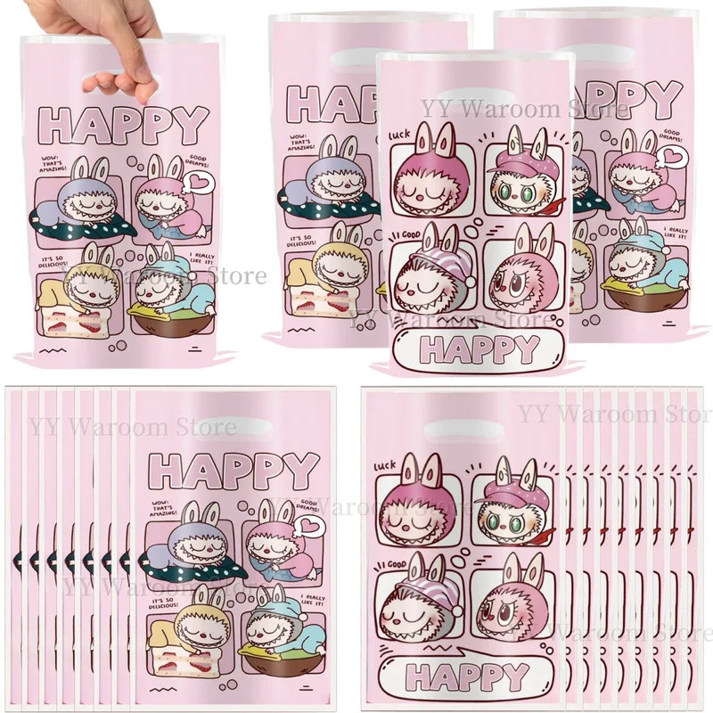 30pcs Labubu The Monster Birthday Gift Bags Labubu Surprise Box plastic ...